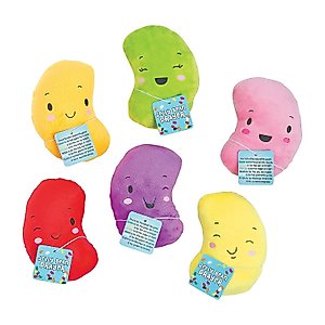Plush Jelly Beans with Prayer Card - Set of 12 Plushies - Easter Stuffed Animal Toys and Religious Basket Fillers