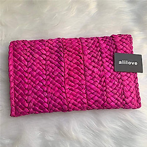 alilove Straw Clutch Bags for Women Summer Evening Handbags Bride Wedding Purse Vacation Beach Clutch Handmade Woven Envelope Wallet