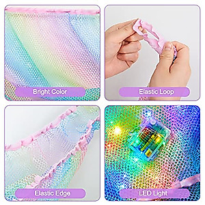 Stuffed Animals Hammock Kids Toy Storage with LED Light Unicorn Castle Plush Toy Organizer Coner Hanging Stuffed Animals Holder For Nursery Kids Girls Room Decor