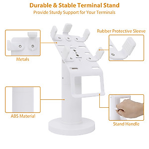 CRIZISTON Universal Square POS Machine Terminal Stand, Adjustable Square Credit Card Reader POS Stand, 7" Tall Swivel and Tilt Square Terminal Stand with Complete Kit, Screw-in and Adhesive, White