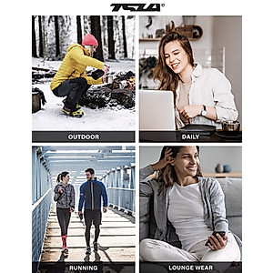 TSLA Women's Thermal Underwear Set, Soft Fleece Lined Long Johns, Winter Warm Base Layer Top & Bottom, Fleece Set Black, Small