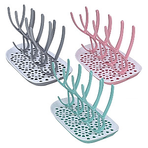 ToeZee Baby Bottle Drying Rack Space Saving Countertop Baby Bottle Holder, Drying Rack for Baby Bottles Accessories - Stores Up to 12 Bottles, Dishwasher Safe (Gray)