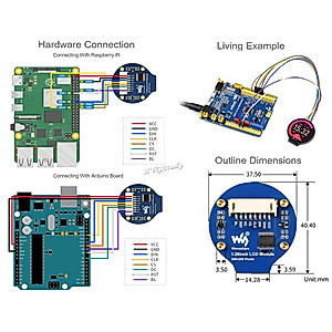 for Raspberry Pi 1.28 inch Round LCD Screen Display Module 240×240 Resolution SPI Interface @XYGStudy, 1.28inch LCD Module