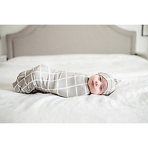 Large Premium Knit Baby Swaddle Receiving Blanket "Midway" by Copper Pearl