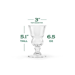 Vintage Crystal Absinthe, Sambuca, Raki, Pastis, Ouzo Glasses | Set of 4 | Short Stemmed 6.5 oz Goblets with Bubble Reservoir for Drinking Green Fairy | Handblown Small Wine Bistro Glassware