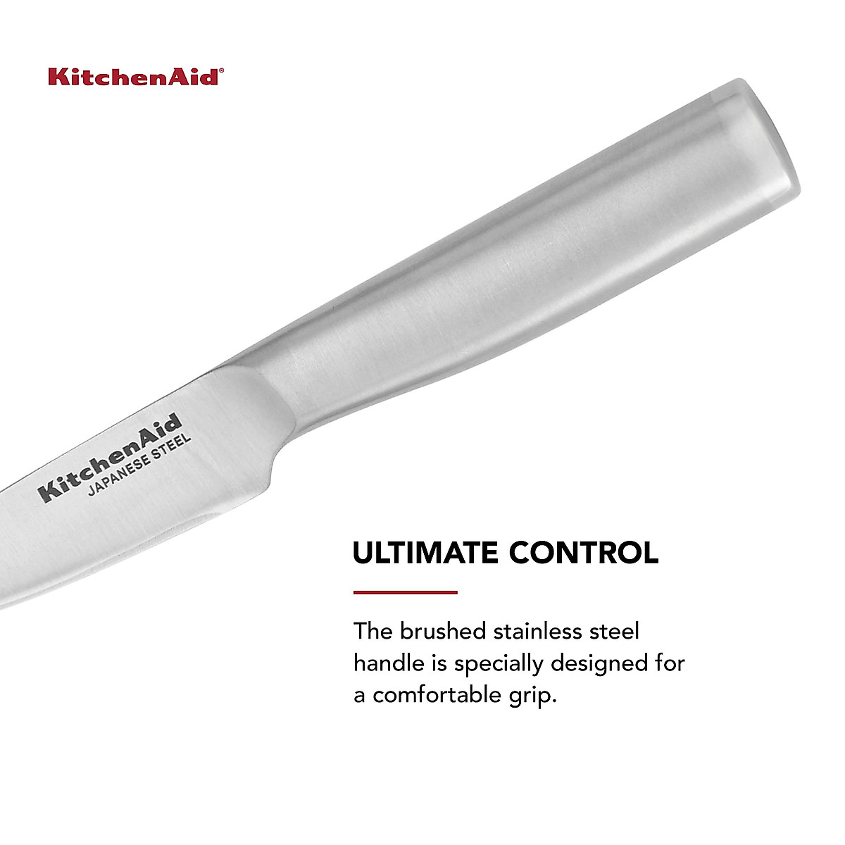KitchenAid Gourmet Forged Stainless Steel Paring Knife with Custom-Fit Blade Cover, 3.5-inch, Sharp Kitchen Knife, High-Carbon Japanese Stainless Steel Blade, Brushed Stainless Steel Handle