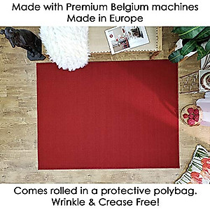 Indoor Doormat Rubber Backed, Solid Red, Non Slip, Kitchen Rugs and Mats