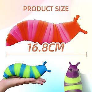 3 Pack Sensory Fidget Slug Toy, Soft Squeeze Slug Toy 3D Fidget Novelty Toy for Kids, CHEROSIN Anti-Anxiety Caterpillar Wiggly Toy for Autistic, Autism, ADHD, Stress Relief Children