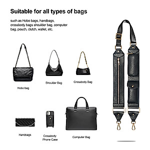 Replacement Vegetarian Leather Crossbody Strap-Adjustable Black Purse Strap,Clip & Go Shoulder Bag Strap for Handbags,Durable Thick Replacement Straps