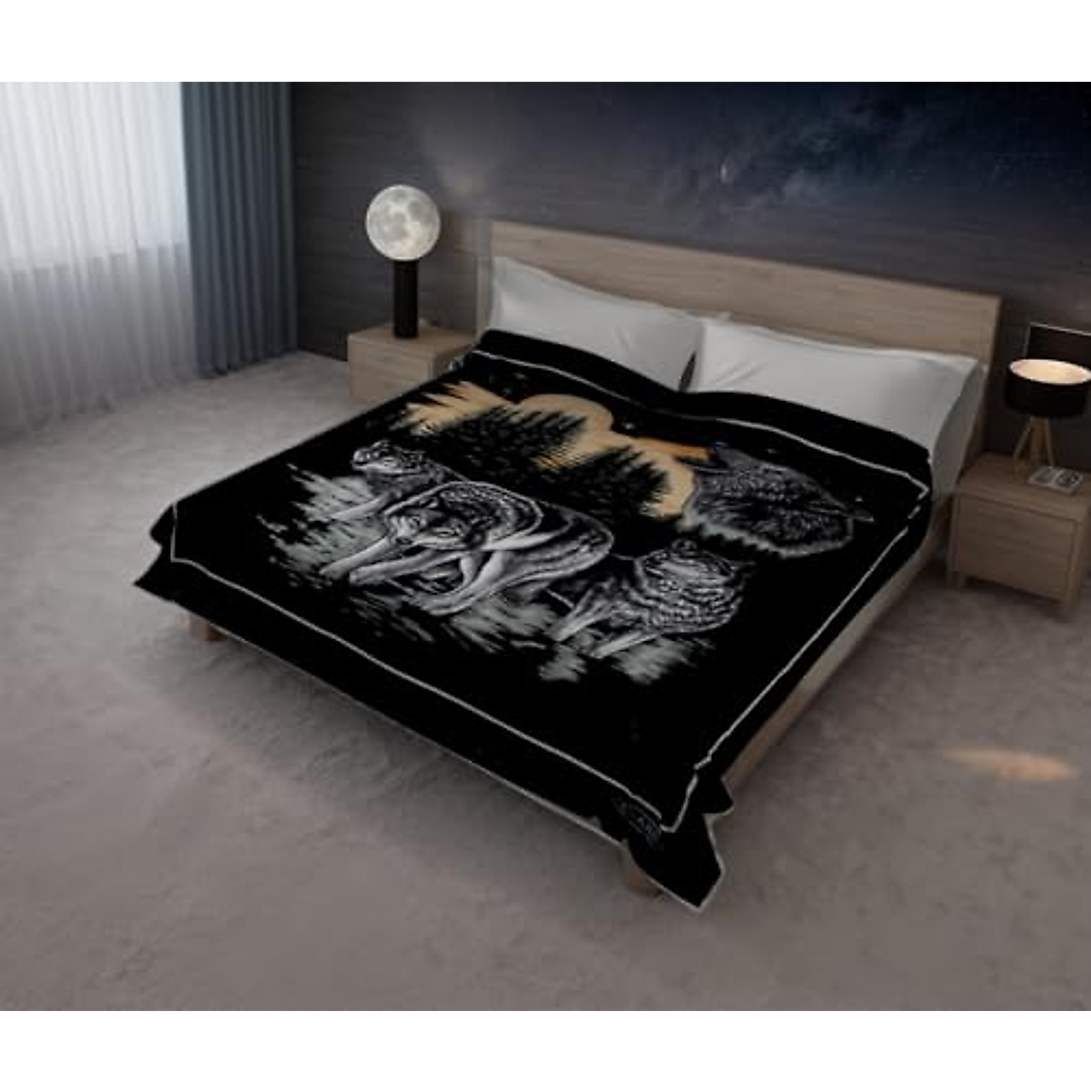 SOLARON Korean Super Thick Heavy Weight Ultra Silky Soft Mink Heavy Duty Reversible Blanket Bed comforters bedspreads Bedding Comforter King or Queen (Queen, 119 Wolf Black)