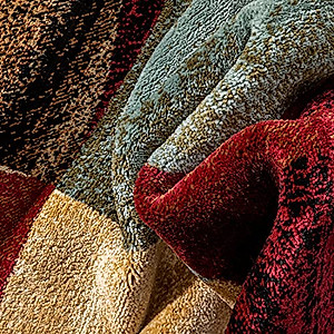 Well Woven Mid Century Modern Multicolor Geometric Modern Area Rug 5x7 (5'3" x 7'3") Easy to Clean StainShed Free Abstract Contemporary Color Block Boxes Soft Living Dining Room Rug