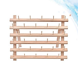 Exceart Thread Storage Rack 30 Spool Cone Foldable Wood Thread Rack Stand Embroidery Machine Holds DIY Bobbin Thread Organizer for Embroidery Craft Sewing Thread Stand Holder
