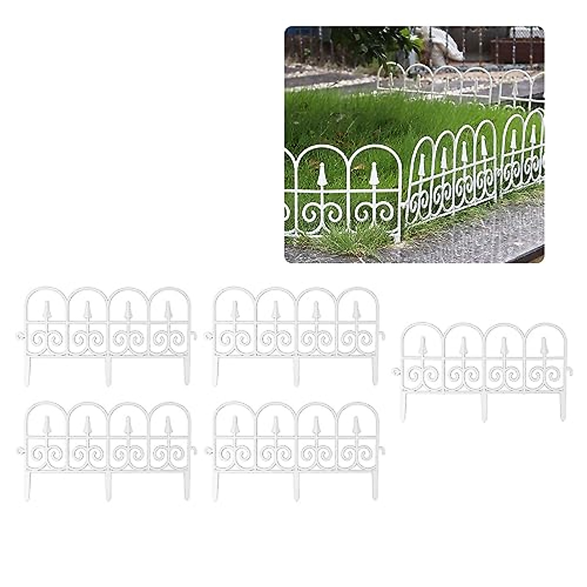 Small Decorative Garden Fence, 5 Panels PP Wire Fencing Border, Flower Edging Border Fence for Outdoor Yard Pathway Patio Landscape