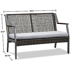 Real Flame Calvin Outdoor Loveseat, Two-Seater Couch, Powdered Aluminum Frame with Resin Wicker Weave