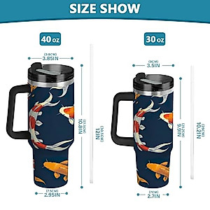 FRCSDIY Beautiful Goldfish Insulated Tumbler with Handle and Straw Lid,40oz Leakproof Stainless Steel Cup BPA-Free Water Bottle