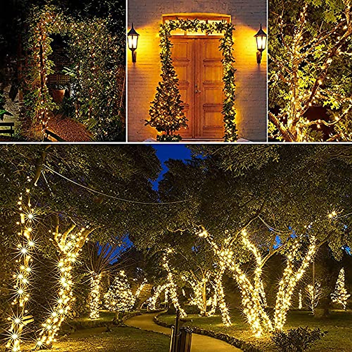 SUMSAYEI Solar String Lights multisize LED 8 Modes Solar Powered Outdoor Lighting Waterproof Christmas Fairy Lights for Xmas Tree Garden Homes Ambiance Wedding Lawn Party Decor