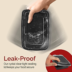 Reli. (50 Pack 32 oz. Meal Prep Containers - 1 Compartment Food Containers with Lids, Stackable Microwavable Freezer Dishwasher Safe Plastic Food Storage - Black Reusable BPA Free Bento Box/Lunch Box