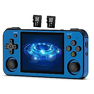 ANBERNIC RG353M Handheld Game Console , Aluminum Alloy CNC Process Dual OS Android 11 + Linux System Support 5G WiFi 4.2 Bluetooth Built-in 64G SD Card 4452 Games (Deep Blue)