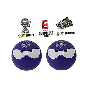 NINJA KIDZ TV Mini Mystery Ninja Ball 2 Pack - Series 3 Purple | Includes 2 Characters of 13 Possible | 6 Unique Ninja Balls to Collect