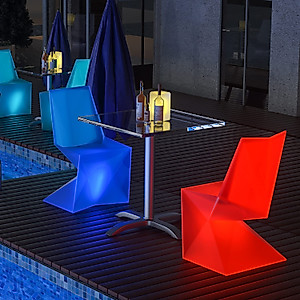 MoNiBloom LED Lounge Chair with Remote, 16 RGB Colors Changing Glow Stool, Waterproof Rechargeable Cool LED Furniture Dimmable Mood Lighting Pub Stool for Garden Patio Cocktail Party and Pool Deck