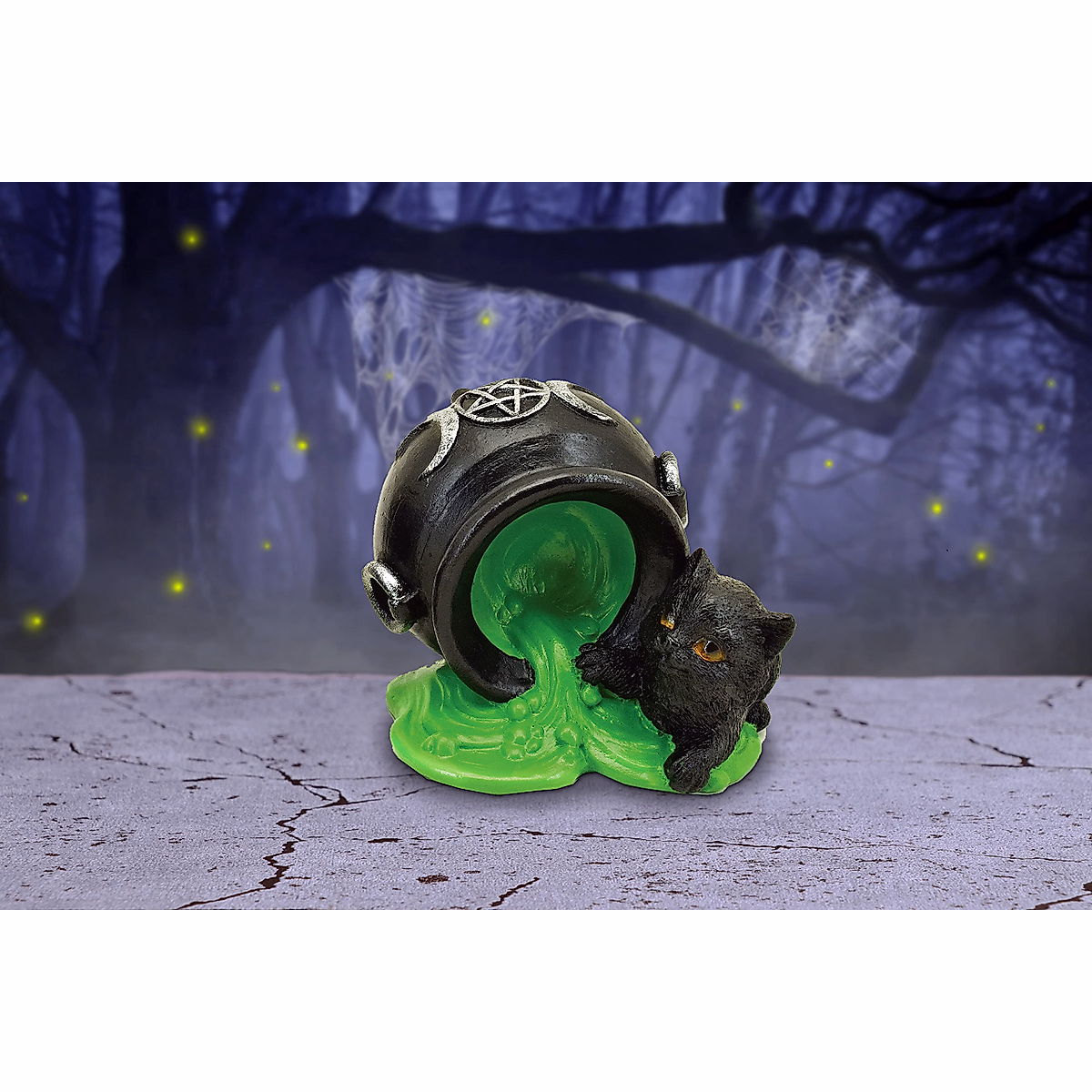 Nemesis Now Ooops Cat Cauldron Figurine, Black, 8.7cm