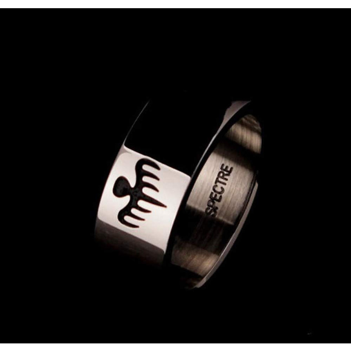 Sping Jewelry 007 Ghost Party James Bond Ring Titanium Steel Band Size6-12