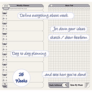Travelers Notebook Inserts - 2 Pack, 26 Weeks Per Book, Free Diary Weekly Planner Refills with 6 Monthly Summary, to Do List Calendar for Standard Regular TN Journal Size 8.5" x 4.75" (21 x 11 cm)