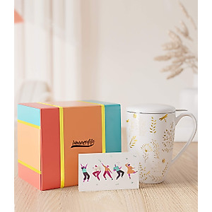 immaculife Tea Cup with Infuser and Lid Tea Mug with Lid - Teaware with Filter 16oz Halloween/Birthday Gift, Platinum Print