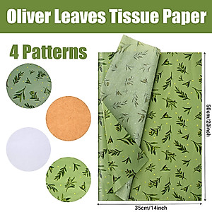Bolsome 50 Sheets 20x14in Olive Leaf Tissue Paper, Green Wrap Tissue, Greenery Bontanical Tissue Paper for Boho Vibe Gift Bags Boho Plant Tissue for Baby Shower Birthday Wedding Party DIY Craft