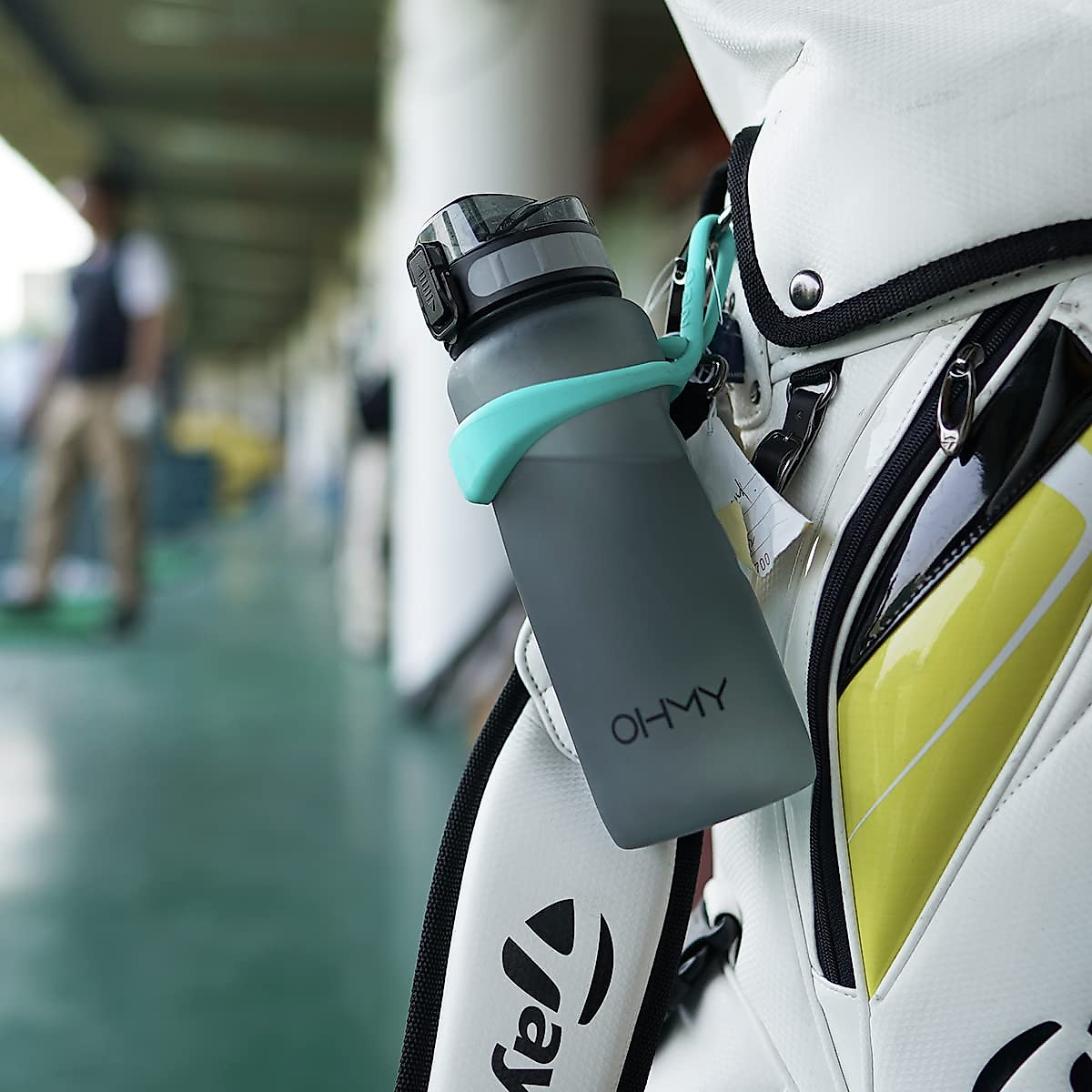 OHMY FIT Neo Magnetic Silicone Ring Strap for Water Bottle - Water Tumbler Strap Versatile Sports Bottle Ring - Water Bottle Carrier Strap for Gym, Backpack, Belt, Hiking, Outdoors & More (Teal)