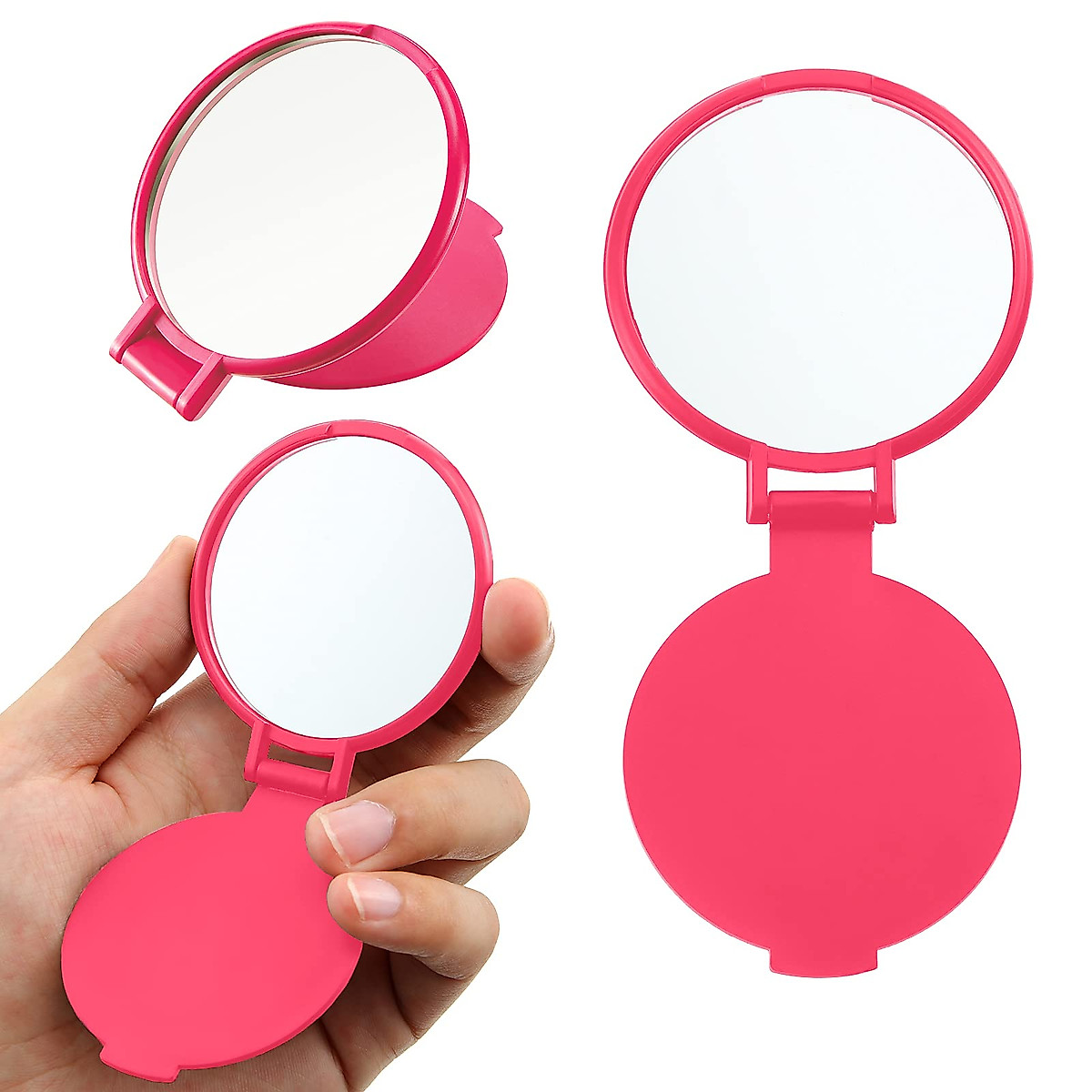 Yalikop 36 Pcs Compact Mirror Bulk Mini Round Makeup Mirror Portable Foldable for Purse Women Travel Daily Use(Pink, Purple, Green, Blue)