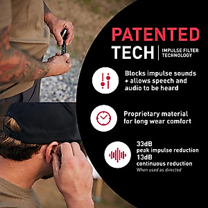 Safariland Pro Impulse Hearing Protection, In Ear Earplugs with Keychain Storage Case - Hearing Protection for Firing Range, Shooting and Hunting