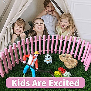 Mini Fence, 31" Long, 2" High, Miniature Fence for Crafts, Halloween Fencing, Picket Fence Panels, Fairy Garden Accessories Outdoor, Haunted House Figurine, Halloween Village, 1 Pack, Pink