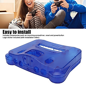 Protective Shell for N64 Retro Video Game Console, Translucent Blue Replacement Case, with Screwdriver, Reset, Power , Universal ABS Storage Box [video game] [video game]