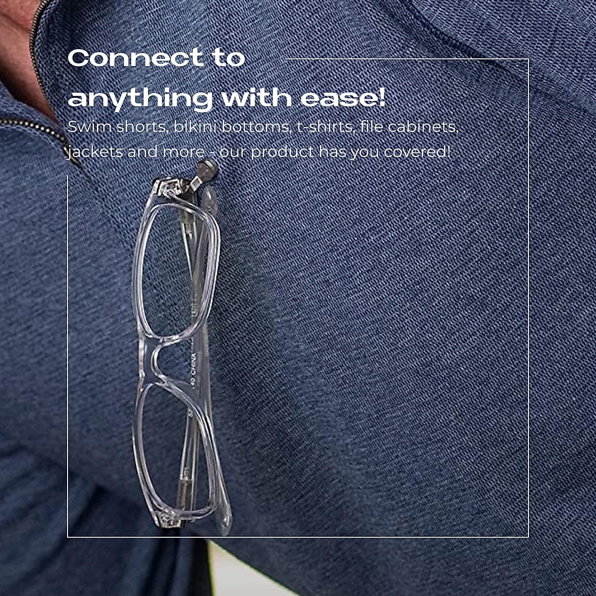 Readerest Stainless Magnetic Eyeglass Holder - ID Badge Accessory in Stainless Steel and Gunmetal Black- Ideal for Daily Wear, Holds Glasses Safely - Easy-to-Use and Strong Neodymium Magnets - 2-Pack