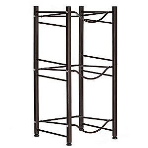 LIANTRAL 5 Gallon Water Jug Holder Water Bottle Storage Rack, 3 Tiers, Dark Brown