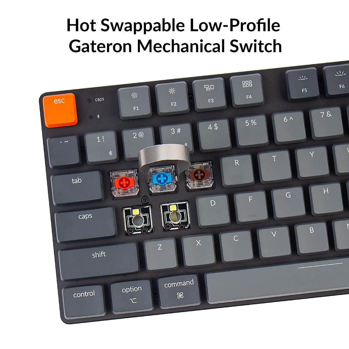 Keychron K1 SE, 87 Keys Ultra-Slim Wireless Bluetooth/USB Wired Mechanical Keyboard with White LED Backlit, Hot Swappable Low-Profile Gateron Mechanical Red Switch Compatible with Mac Windows