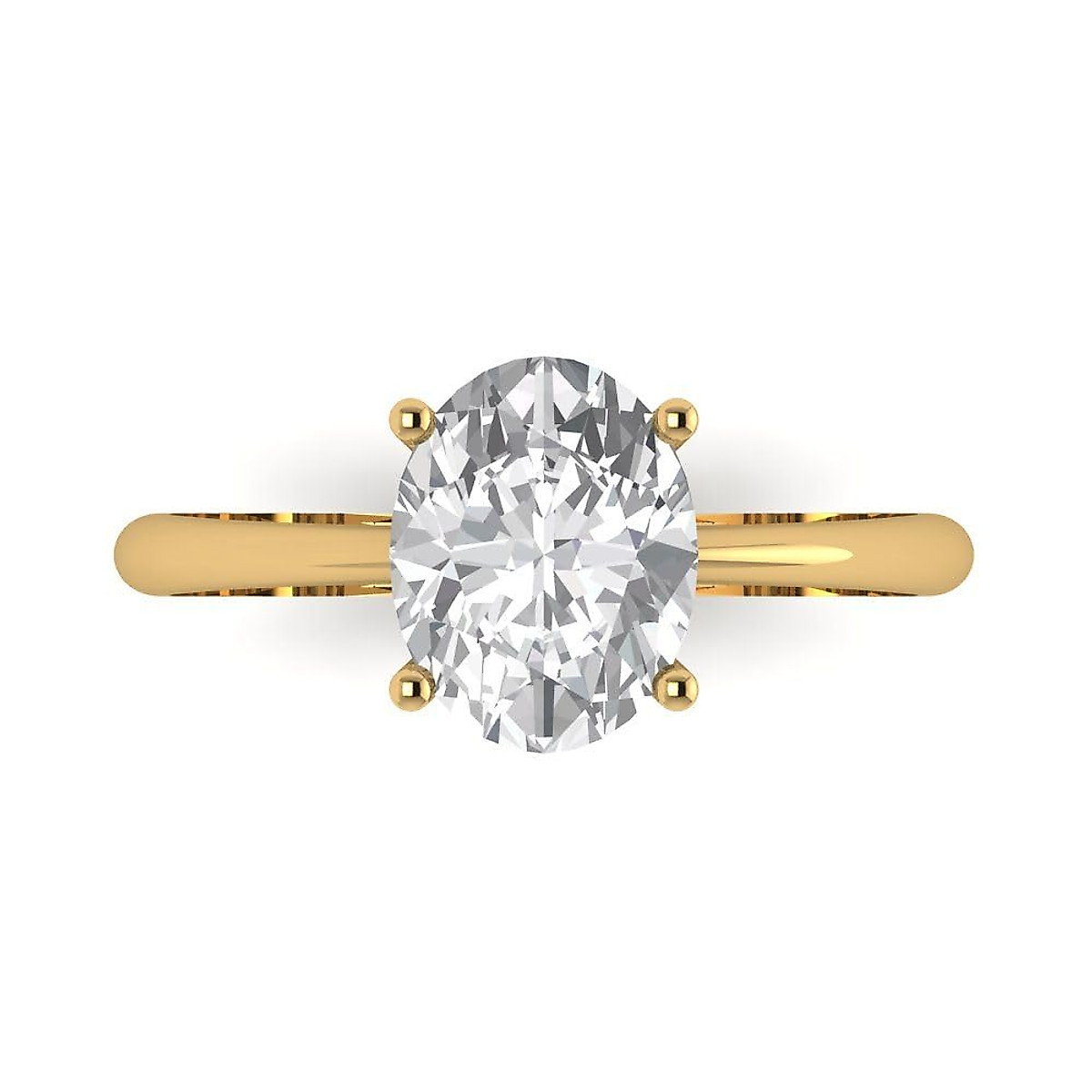 Clara Pucci Yellow 14k Solid Gold Solitaire anniversary Engagement Promise Bridal Ring - 2 Carat Oval Cut Clear Simulated Diamond Size - 7.25