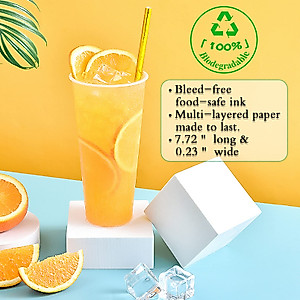 100 Pack Red Paper Straws,Biodegradable Red Straws,Disposable Paper Drinking Straws,Cake Pop Sticks,Foil Paper Straws for Birthday Bridal/Baby Shower Wedding Party Supplies Decorations