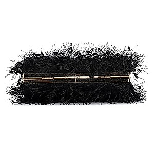 Olivia Miller Women’s Fashion Bea Black Feather Evening Bag w Detachable Chain Strap, Small Wedding Prom Gala Party Clutch Crossbody Handbag