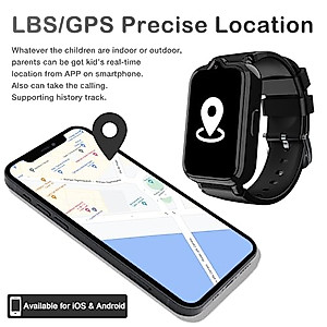 4G Smart Watch for Kids - Kids Smart Watch with GPS Tracker & Video Calling Kids Cell Phone Watch for Boys Aged 5-12 SIM Card SOS Call Voice Chat Camera Touch Screen GPS Tracker for Kids(Black)