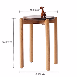 Vadisun Solid Oak Wood Round Stool, Kitchen & Dining Room Stools, Stackable Stools for Living Room,Dining Room, Kitchen, Classroom (Black Walnut Color)