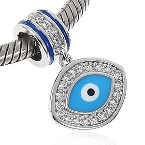 SOUKISS Evil Eye Charms 925 Sterling Silver Symbol of Insight Bead Lucky Charm for European Bracelet(C)