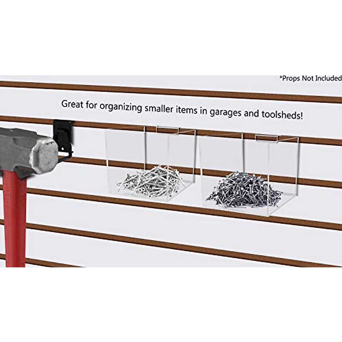 Marketing Holders 4" Slatwall Retail Bin Clear Acrylic Merchandise Storage Organizer Bulk Product Dump Box Single Pocket Caddy for Retail Stores and Service Centers