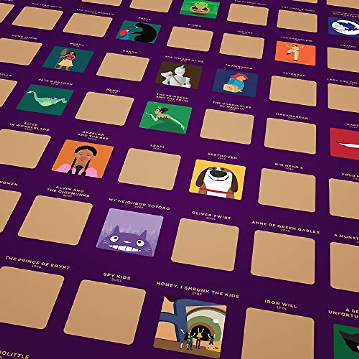 Enno Vatti 100 Kids Movie Scratch Off Poster – Top Family Films of All Time (16.5" x 23.4")- Ultimate Gift For Kids, Christmas, Easter