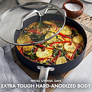 GreenPan Omega Hard Anodized Advanced Healthy Ceramic Nonstick, 11 Piece Cookware Pots and Pans Set with Glass Lids, Anti-Warping Induction Base, Dishwasher Safe, Oven & Broiler Safe, Black