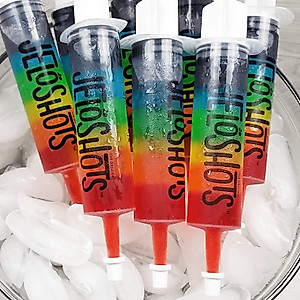 Jello Shot Syringes 64-Pack, Medium (up to 2oz), The Original JeloShots Jello Shot Inject Syringes with Easy-Grip Caps, in Resealable EZ Zip Bag Package