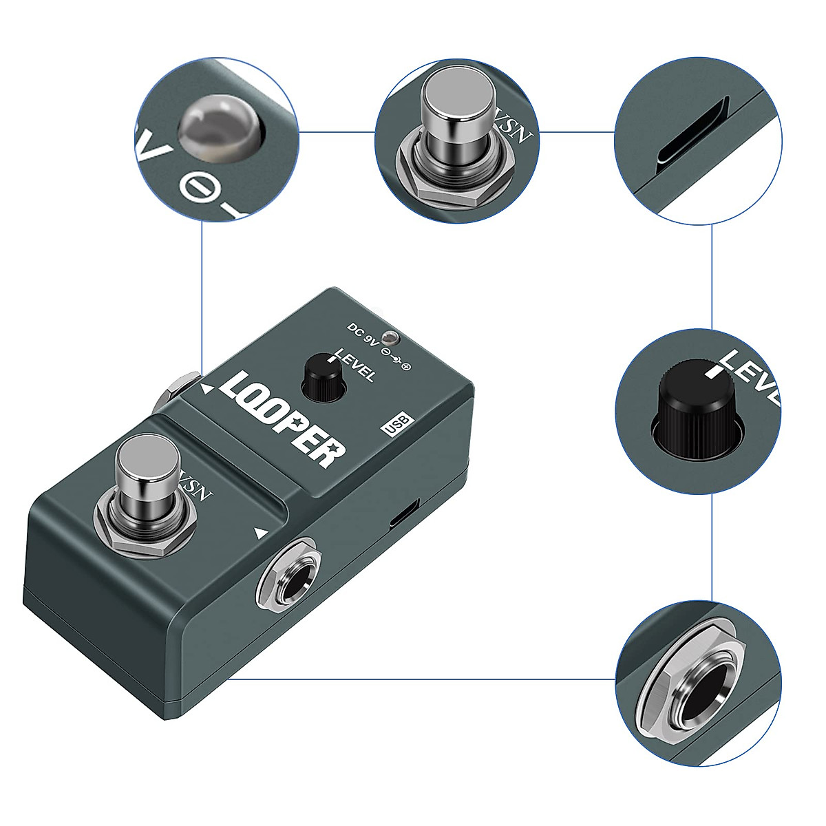 VSN 48K Looper Electric Guitar Effect Loop Pedal 10 Minutes of Looping Unlimited Overdubs USB Port True Bypass