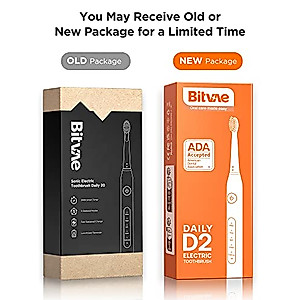 Bitvae Ultrasonic Electric Toothbrushes - Electric Toothbrush for Adults and Kids, American Dental Association Accepted, Rechargeable Travel Sonic Toothbrush with 8 Heads, Black D2