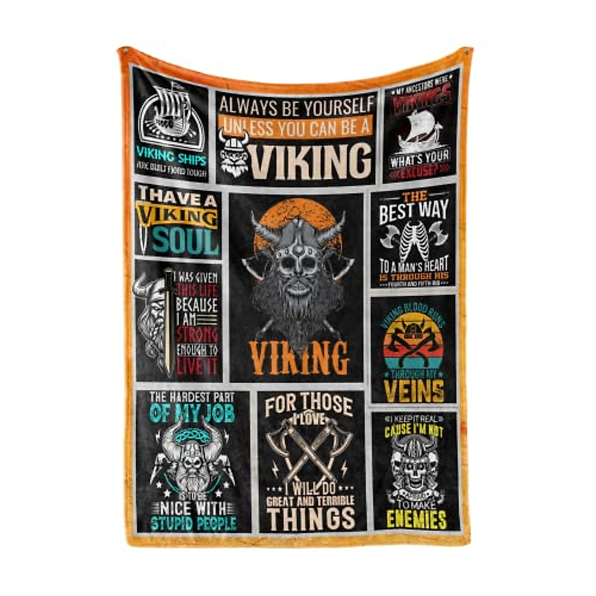 Huglanket Viking Gifts for Men Flannel Blanket Throws, Norse Mythology Viking Themed Throw (50"x 65") for Viking Friends Dad Grandpa Uncle on Father's Day, Birthday, Christmas - Viking